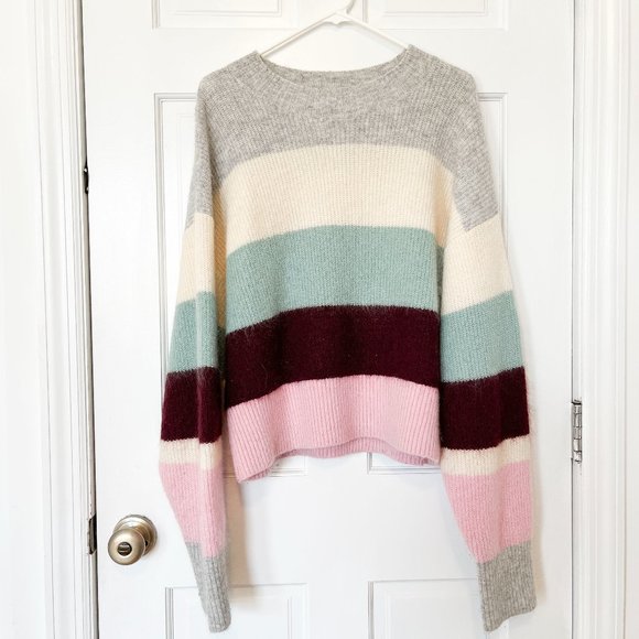 H&M | Sweaters | Hm Oversized Color Block Striped Sweater L | Poshmark